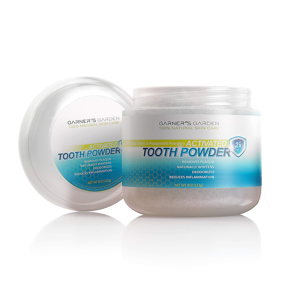 Garner's Garden Activated Tooth Powder 4 oz, Flouride Free, Remineralizes, Removes Plaque, Naturally Whitens, Deodorizes, Reduces Inflammation