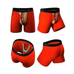 Shinesty Hammock Support Mens Underwear | Boxer Briefs Men with Fly | US XL Hot Dog