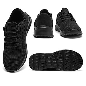HIIGYL Womens Running Shoes Lightweight Breathable Walking Sneakers Athletic Workout Gym Tennis Shoes All Black Size 9