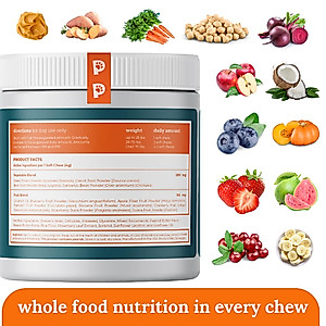 Pawful Pure Harvest - Healthy All Natural Dog Treats - Delicious Peanut Butter Flavor Chews - Made from 14+ Fruits & Veggies - Support Dog Health - No Synthetic Vitamins (90 Chews)