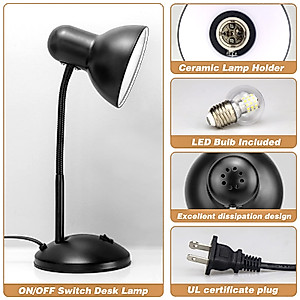 Beser·Win LED Desk Lamp, Adjustable Goose Neck Desk Lamp with 3 Color Brightness, Eye-Caring Reading Lamp, Study Desk Lamps for Home Office Study Table Bedroom, (LED Bulb Included)