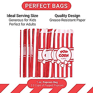 Poppy's Ultimate Popcorn Machine Supplies Bundle - Kernel Sifting Speed Scoop, Seasoning Dredge, 1-Ounce Popcorn Bags (100 Count) - Ideal Popcorn Supplies for Popcorn Machine, Commercial & Home Use