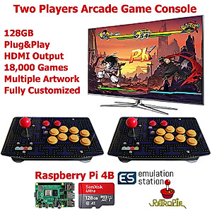 R A C- S400 J Two Players Retro Arcade Game Console Joystick Fight Stick Raspberry P I4 Model B4 G128 G18000 Games Plug Play