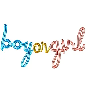 KatchOn, Boy or Girl Script Balloon - 36 Inch | Boy Girl Balloons for Gender Reveal Decorations | Boy or Girl Gender Reveal Party Supplies | Boy or Girl Foil Balloon for Baby Shower Decorations