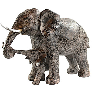 Seraphic Large Elephant Decor Gifts for Women, African Elephants Mother with Walking Baby Statue