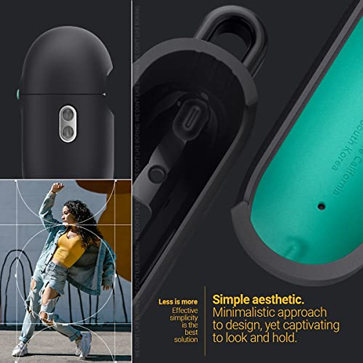 Caseology Nano Pop for Airpods Pro 2 Case [Keychain Carabiner Included] Designed for Airpods Pro 2nd Generation (2022) - Prune Charcoal