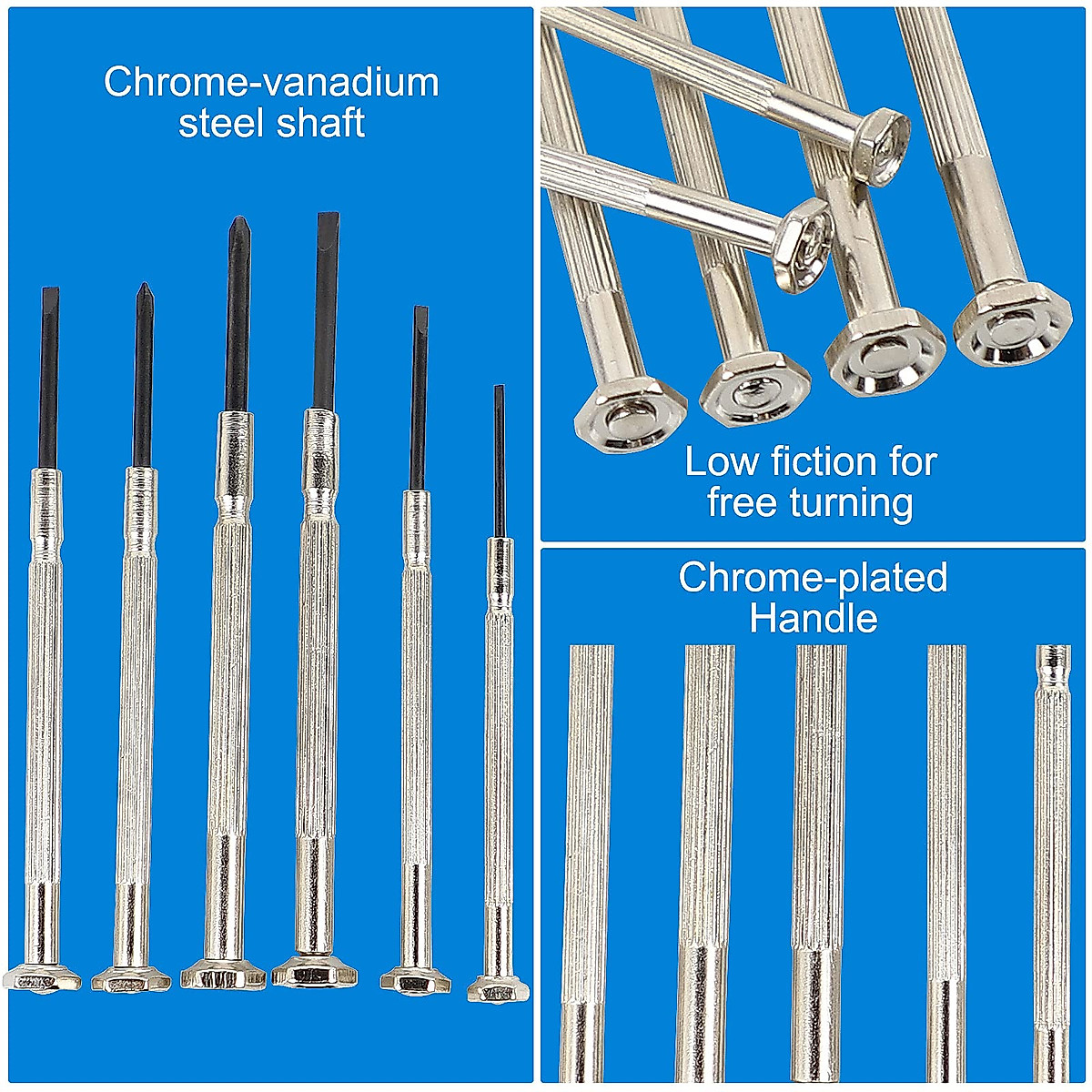 6 PCS Precision Screwdriver Sets, Eyeglass Repair Kit Screwdriver, Mini Screwdriver Set, Flat Head and Philips Head Screwdriver Sets, With 6 Different Sizes, Suitable For Watch, Electronic Repairs