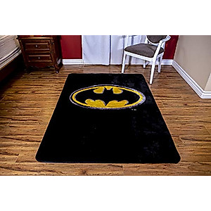 DC Comics Batman Emblem 48'' x 72'' Rug - Batman Logo - Black Background & Yellow Mark - Officially Licensed - Super Soft & Thick Surface - 100% Polyester