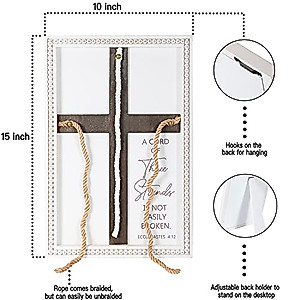 A Cord of Three Strands Wedding Signs for Ceremony and Reception, Wedding Bible Wooden Cross, Anniversary Religious Marriage Gifts for Couple, Parents, Christian, Strand of Three Cords Sign