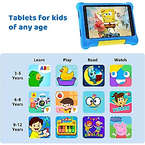 HiGrace Kids Tablet, 7 Inch Tablet for Kids, Android 12 Kids Tablet 2GB RAM + 32GB ROM, HD Display, Quad Core, Bluetooth, Dual Camera, Wi-Fi Tablet for Toddler - Blue