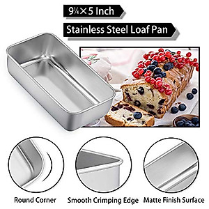 TeamFar Loaf Pans for Baking Bread, 9¼" × 5" Bread Loaf Pan Meatloaf Pan Stainless Steel for Home Kitchen, Healthy & Durable, Oven & Dishwasher Safe - Set of 2