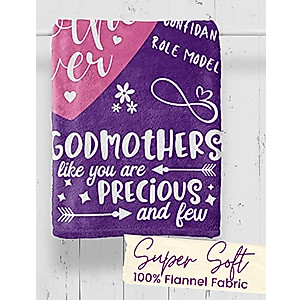 InnoBeta Godmother Gifts, Fairy Godmom Proposal Gift Bed Flannel Plush Blankets for Women, Friends, Sister, Aunt (50"x 65") for Birthday, Christmas, Mother's Day - Purple Heart