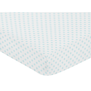 Sweet Jojo Designs Blue and White Polka Dot Girl Fitted Crib Sheet Baby or Toddler Bed Nursery - Watercolor Floral Shabby Chic Collection
