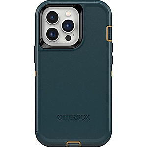OtterBox iPhone 13 Pro (ONLY) Defender Series Case - HUNTER GREEN, rugged & durable, with port protection, includes holster clip kickstand