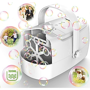 Bubble Machine Durable Automatic Bubble Blower, 18000+ Big Bubbles Per Minute Bubbles for Kids Toddlers Bubble Maker Operated by Plugin or Batteries Bubble Toys for Indoor Outdoor Birthday Party