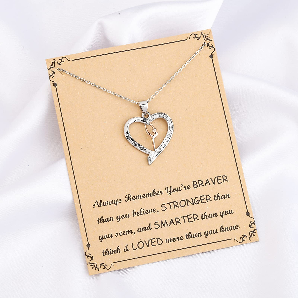 FUSTMW Gymnastist Necklace gifts Gymnast Pendant Jewelry Gymnastics Inspirational Team Gifts for Gymnast Women (Silver)