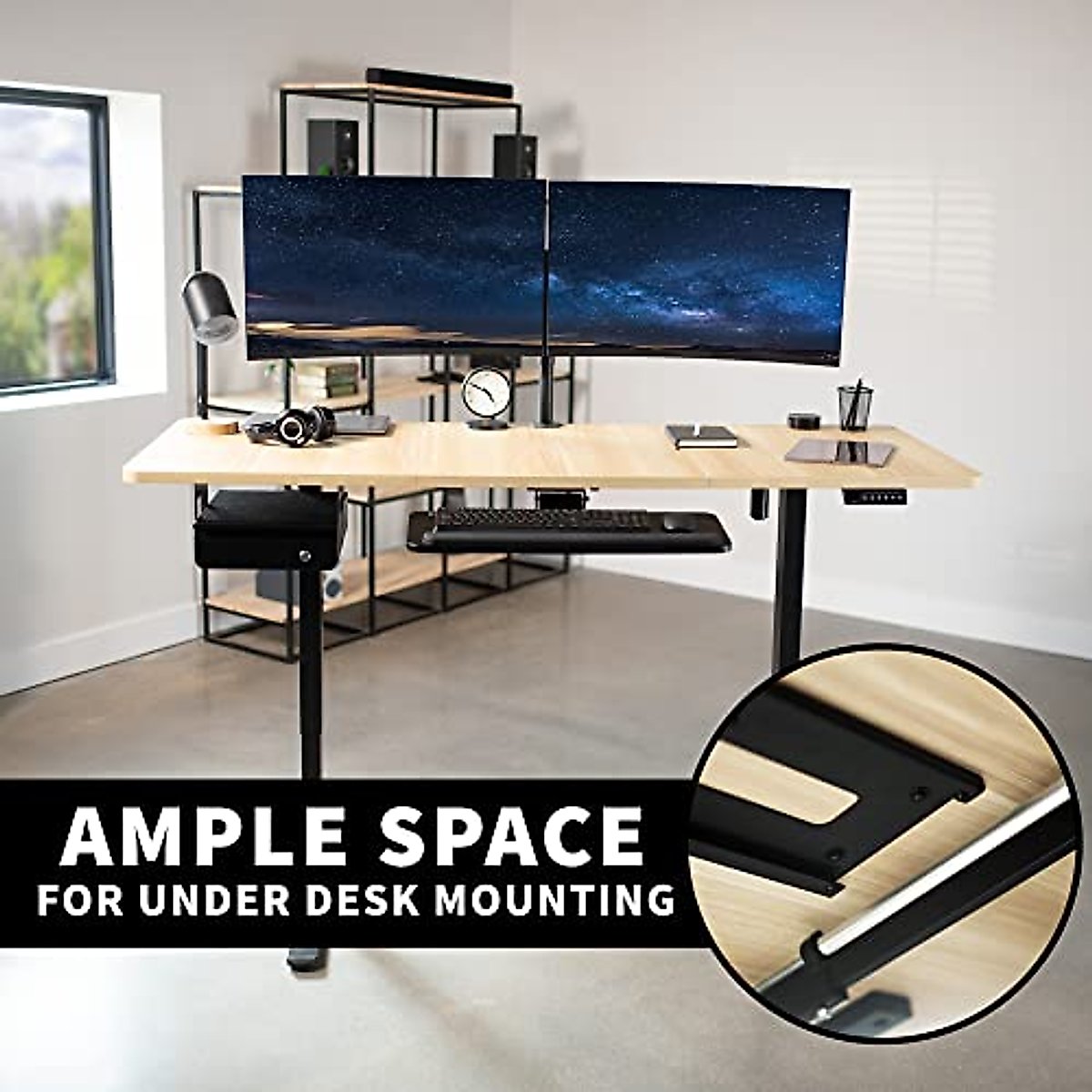 VIVO Electric Stand Up Desk Frame Workstation with Rear-Set Legs, Frame Only, Single Motor Ergonomic Standing Height Adjustable Base with Memory Controller, Black, DESK-100E-RB