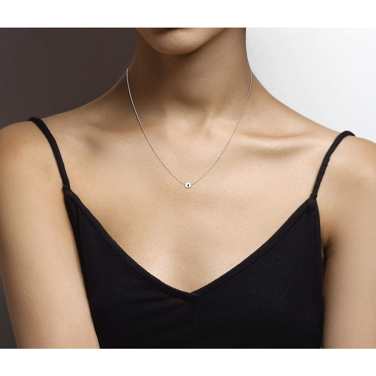 Miabella 925 Sterling Silver or 18Kt Yellow Gold Over Silver Italian 5mm Slide Bead Ball Pendant Necklace for Women Chain Made in Italy (Length 18 Inches, sterling silver)