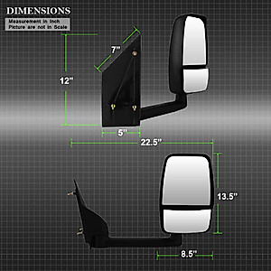 ACANII - For 2003-2017 GMC Savana Van/Chevy Chevrolet Express Manual Fold Towing Mirror Replacement - Left Driver Side