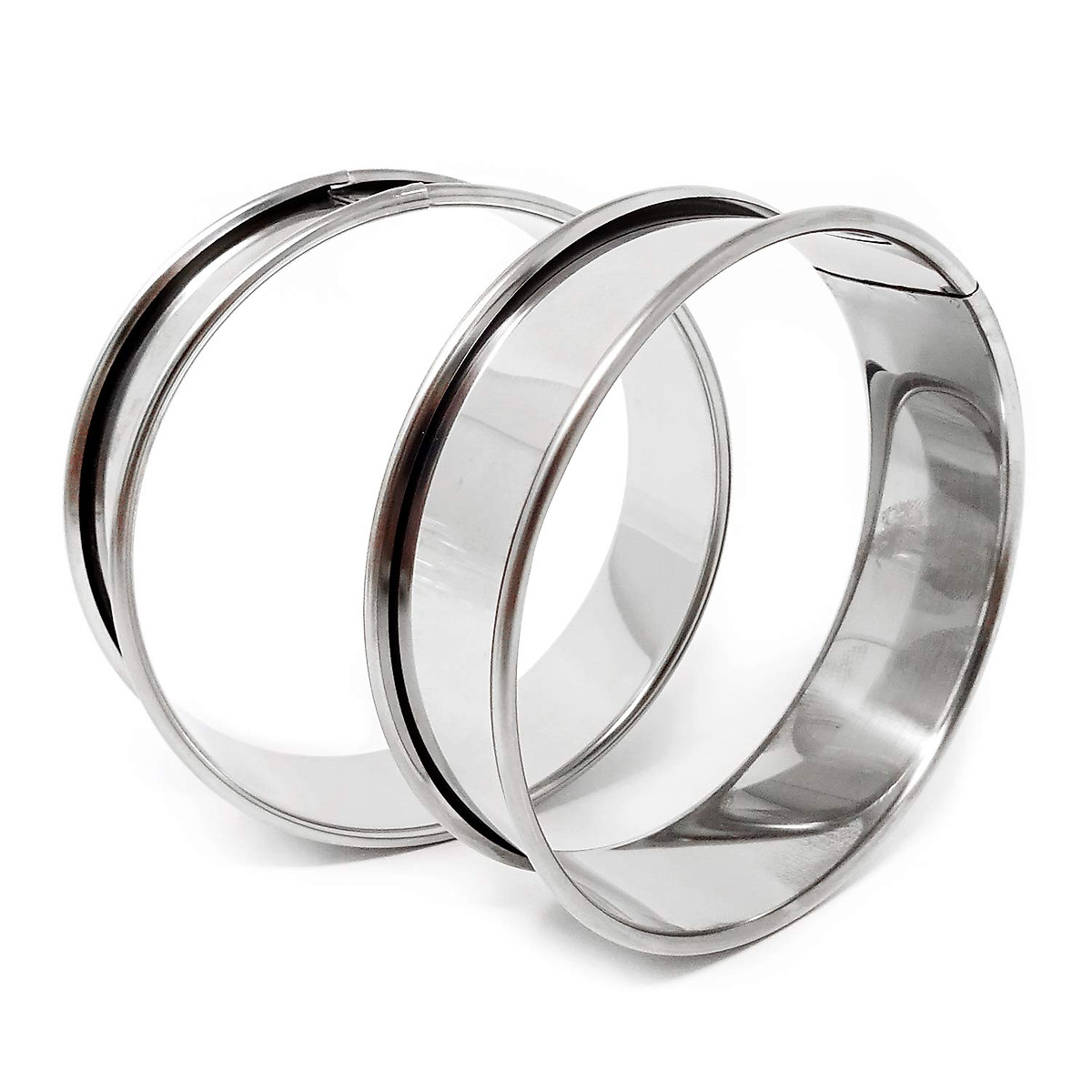 Honbay 4PCS Stainless Steel Muffin Rings Double Rolled Tart Rings Mousse Rings Mini Cake Mold Crumpet Baking Ring Mold For Kitchen Bakery (80mm/3.15")