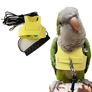 Bird Flight Harness Vest, Parrot Flight Suit with Leash for Parakeets Cockatiels Conures Budgies, Bird Flying Clothes with Rope and Handle for Outdoor Activities Training (L, Yellow)