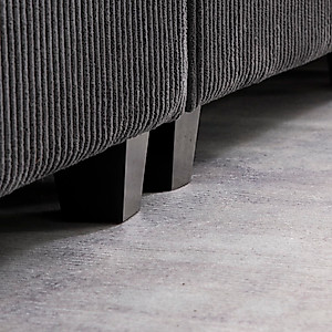 MYINDA Sectional Couches for Living Room, Convertible 4-Seat Deep Modular Couch with Movable Ottoman, Modern L Shaped Couch, Comfy Corduroy Upholstered Corner Sofa & Couches (Dark Gray)