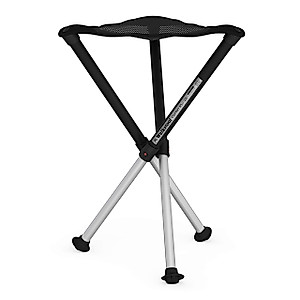 Walkstool - Comfort Model - Black and Silver - 3 Legged Folding Stool in Aluminium - Height 18" to 30" - Maximum Load 440 to 550 Lbs - Made in Sweden