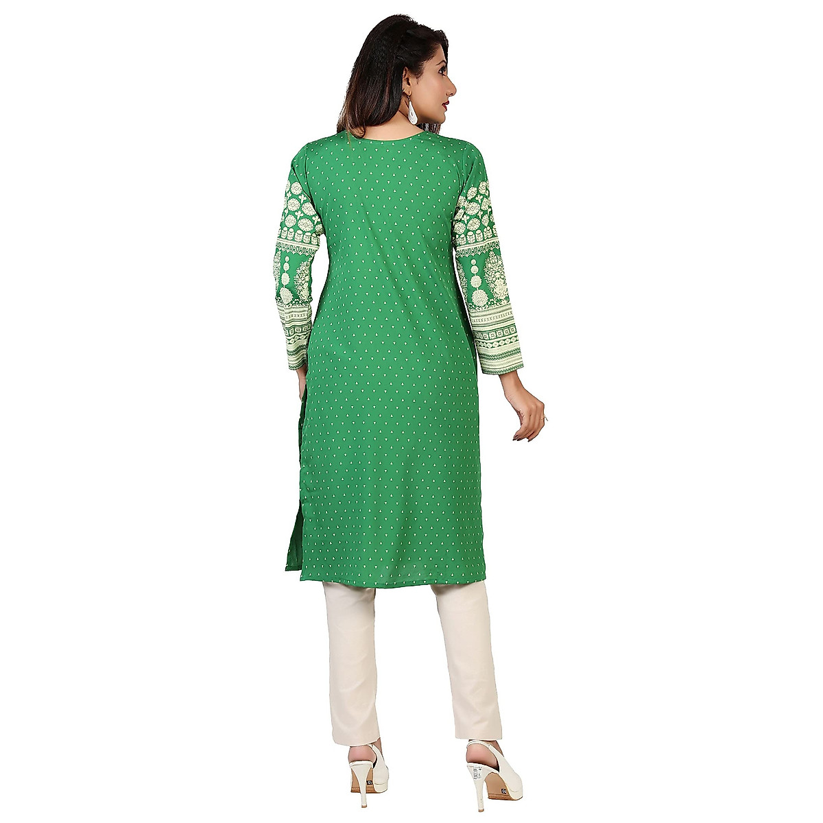 Plus Size Indian Kurtas for Women Long Kurti Tunic Tops (Green, 7XL)