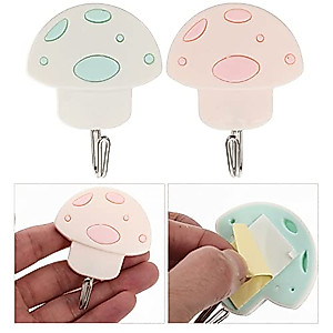 STOBAZA 3 PCS Decorative Wall Hooks Mushroom Wall Hooks Adhesive Sticky Hooks for Bedroom Bathroom Door Wall Shower Ball Hat Coat