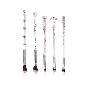 5 Pcs Makeup Brushes,For Wizard Wand Set Kit,in a Gift Bag, Perfect for Eyebrows, Eyeshadow Palette, Foundation, and Powder use (Rose Gold)