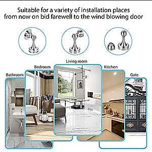 2 Pack(304)Door Stoppers, ASHGOOB Magnetic Door Stop Door Catch, Brushed Nickel Stainless Steel(304)Door Stopper Wall Protector, Double-Sided Adhesive Tape No Drilling, Screws for Stronger Wall Mount