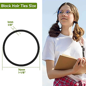 150 Pieces Black Hair Ties for Thick Curly Hair Bulk Hair Ties Ponytail Holders Hair Elastics Bands for Women or Men (4mm)