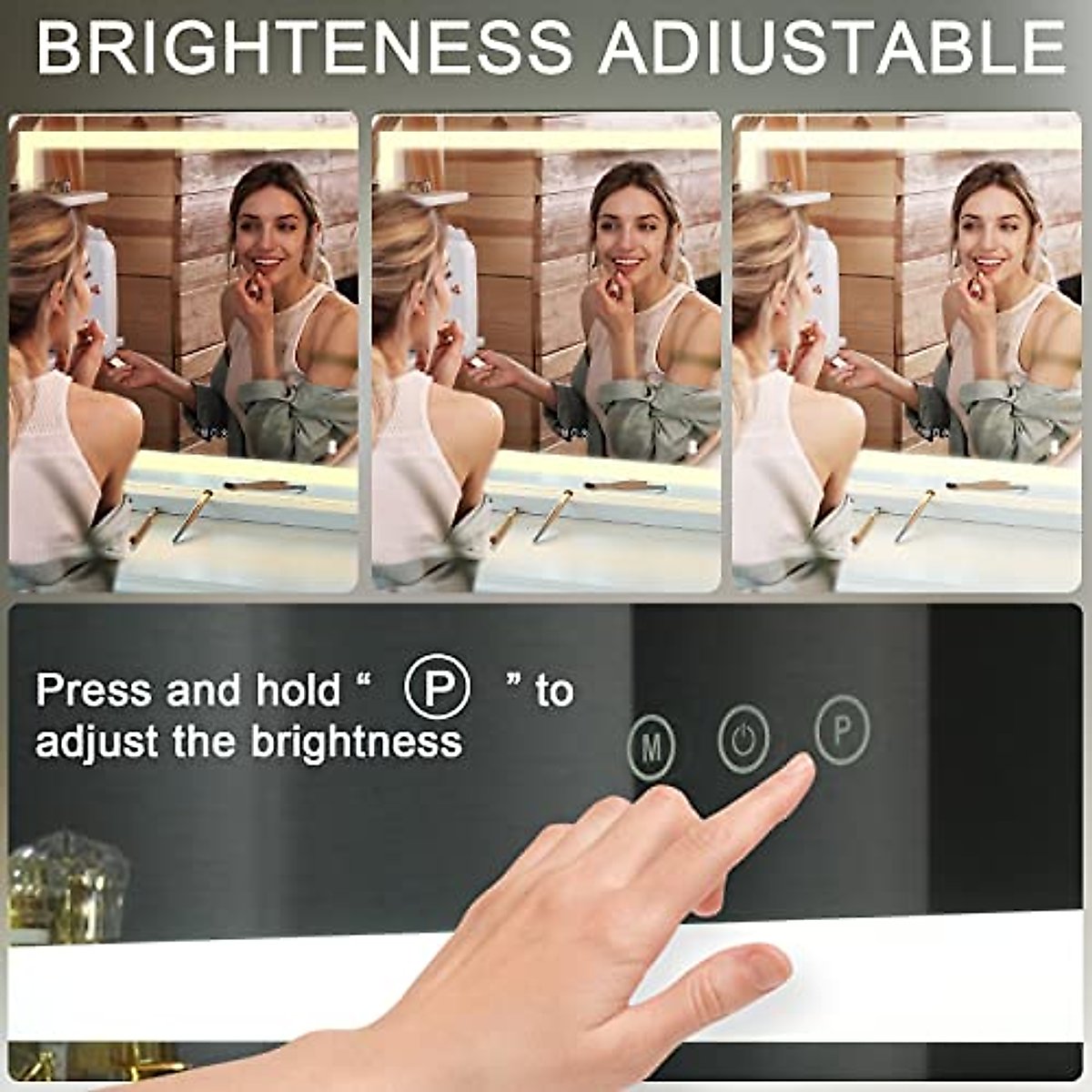 Sucedey Vanity Mirror with Lights, 23" x 18" Makeup Mirror, Hollywood Mirror with 3 Color Modes & Adjustable Brightness, Detachable 10x Magnification and USB Charging Design (White)