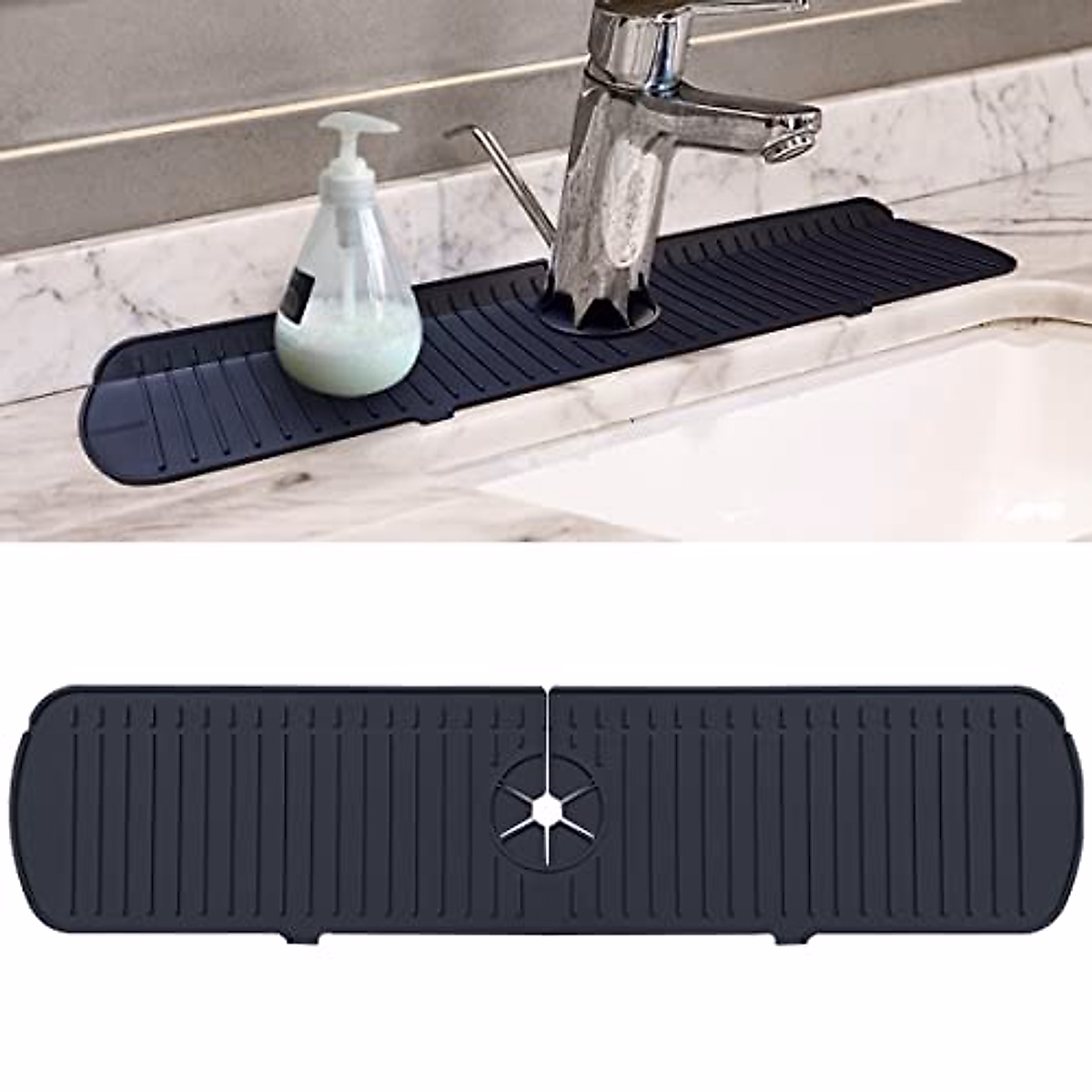 24 inch Faucet Sink Splash Guard Mat,Silicone Kitchen Faucet Mat,Faucet Drying Mat, Silicone Sink Faucet Mat Splash Guard, Silicone Faucet Water Catcher Mat for Kitchen Bathroom Farmhouse