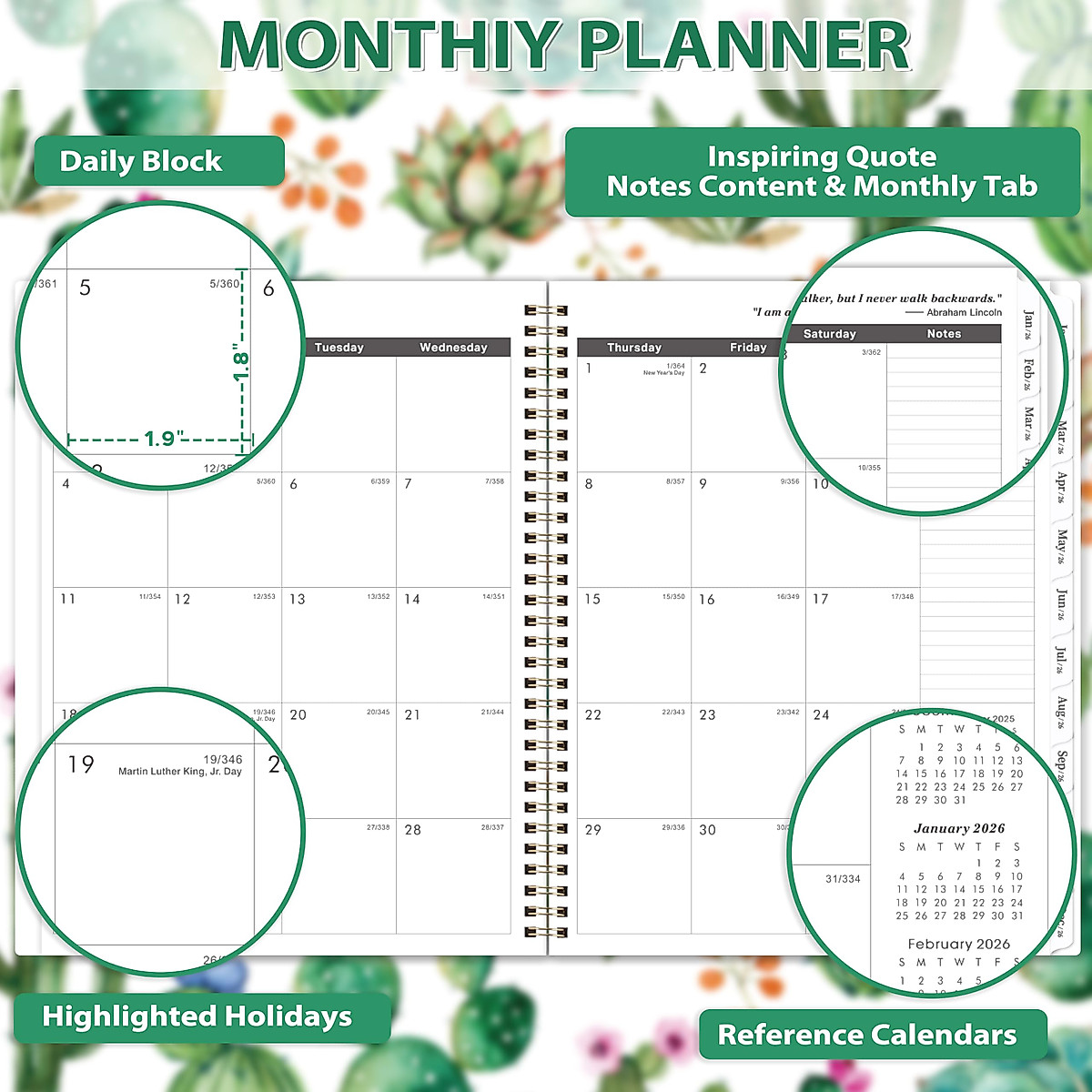 2023-2025 Monthly Planner/Calendar - 2 Year Monthly Planner 2023-2025, July 2023 - June 2025, 9" x 11" Planner with Twin-Wire Binding, Monthly Tabs, Two-Side Pocket, Perfect Daily Organizer