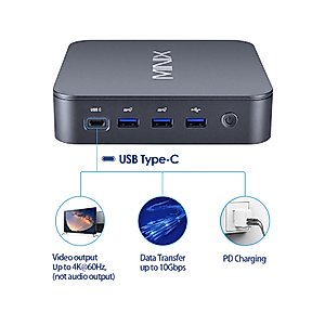 MINIX NEO J51-C8 Max Mini Computer, 8GB/512GB M.2 PCIe NVMe SSD Windows 11 Pro, Aluminum/Wi-Fi6/Dual 2.5GB LAN/USB-C/Triple Display/4K/Auto Power On/PXE Boot/RTC/Vesa Mount