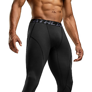 ATHLIO Men's Thermal Compression Pants, Athletic Running Tights & Sports Leggings, Wintergear Base Layer Bottoms, 3pack Thermal Pants Black/Black & Red/Charcoal, X-Large