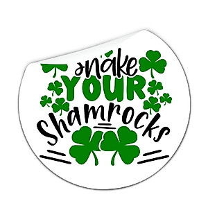 50 PCS Shake Your Shamrocks with Green Lucky Shamrock Stickers 1.5in Patrick Day Gift Stickers Round Tag Envelope Seals for Laptop Bottle Bags St.Patrick's Day Gifts for Girls Kids Men Women