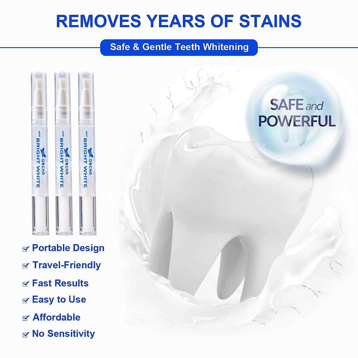 Teeth Whitening Pen 3 Pack, 35% Carbamide Peroxide, Effective, No Sensitivity, Easy to Use, Beautiful White Smile, Natural Mint Flavor