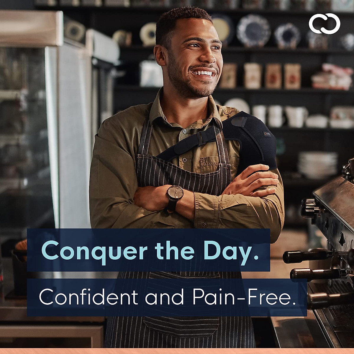 Copper Compression Recovery Shoulder Brace - Immobilizer for Torn Rotator Cuff, AC Joint Pain Relief, Dislocation, Arm Stability, Injuries, Tears - Adjustable Fits Men, Women - Black - One Size