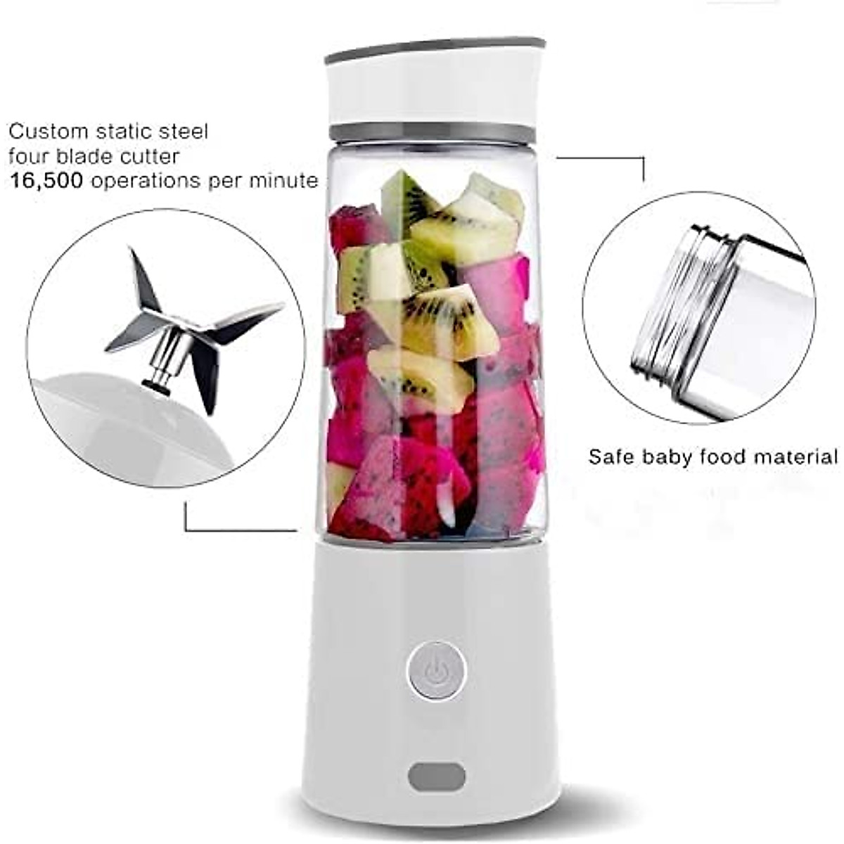 MXJCC Portable Blender, Personal Size Blender Shakes and Smoothies, Mini Juicer Cup USB Rechargeable, Handheld Travel Blender Fruit Mixer (Color : Blue)