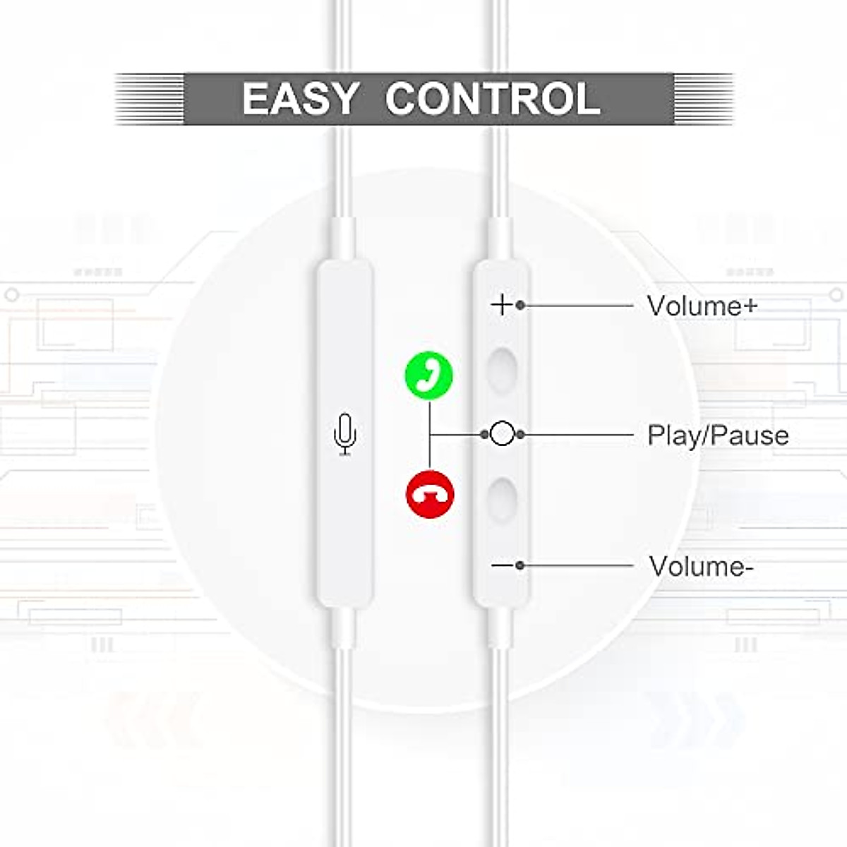 UMEIZXIN 2 Pack Wired Earbuds with 3.5mm Jack, Earphones in-Ear Headphones with Microphone,HiFi Stereo, Powerful Bass and Clear Audio, Compatible with Apple, iPad, Android, Computer (Black,White)