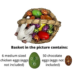 AXI Easter Bunny Basket for Kids, Eggs Hunt Basket, for Boy and Girl, Made of Natural Wood, Easter Decorations Party Supplies