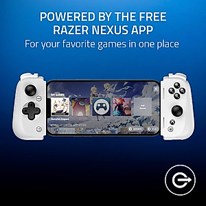 Razer Kishi V2 Mobile Gaming Controller for iPhone (Lightning) Xbox Edition: Console Quality Controls - Universal Fit - Stream PC & Xbox Games - Free Nexus App - 1 Month Xbox Game Pass Incl. - White