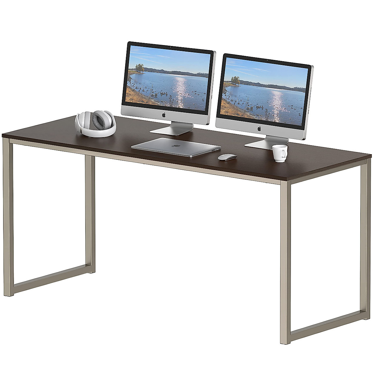 SHW Home Office 55-Inch Computer Desk, 24" Deep, Espresso