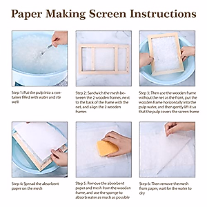 Caydo 3 Pieces Paper Making Frame Kit, Papermaking Mould and Deckle with Mesh, Absorbent Paper and Sponge for Kids Adults Supplies(5 x 7 Inches, 7.5 x 9.8 Inches, 9.8 x 13 Inches)
