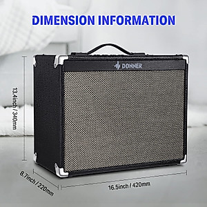 Donner Electric Guitar Amp 30W & Guitar Amp Cable 10 ft, Guitar Practice Amplifier Combo DA-30 with 10" Speakers