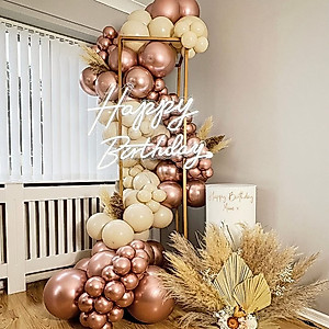 Rose Gold Balloon Arch Kit-126pcs Rose Gold Balloons Sand White Balloons Chrome Gold Balloons with Golden Leaf for Baby&Bridal Shower, Birthday Party, Wedding, Grad, Anniversary Party