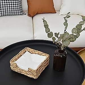 StorageWorks Water Hyacinth Napkin Holder, Wicker Baskets and Serving Tray for Kitchen, Rattan Napkin Holders for Tables, 7 ½"L x 7 ½"W x 2 ¾"H, 1 Pack