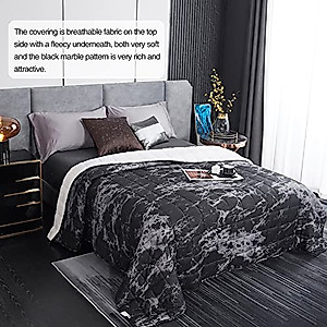 AYMY Sherpa Fleece 48x72 inch Twin Size Weighted Blanket for Adults Cozy Plush Bed Blanket 15lbs Heavy Blankets with Premium Glass Beads on Twin/Full Bed (Black Marble, 48”x72“-15lbs)